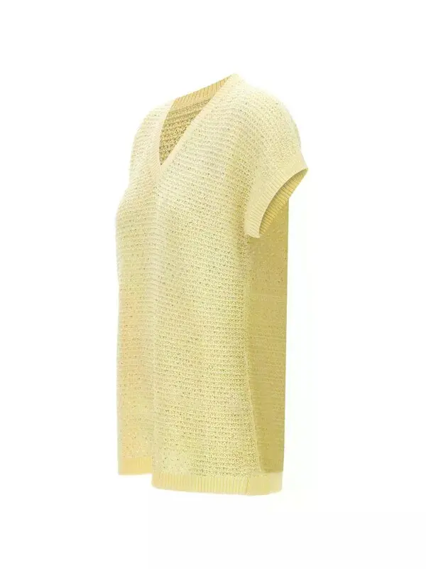 Fabiana Filippi Micro Sequins V-neck Sweater - Yellow