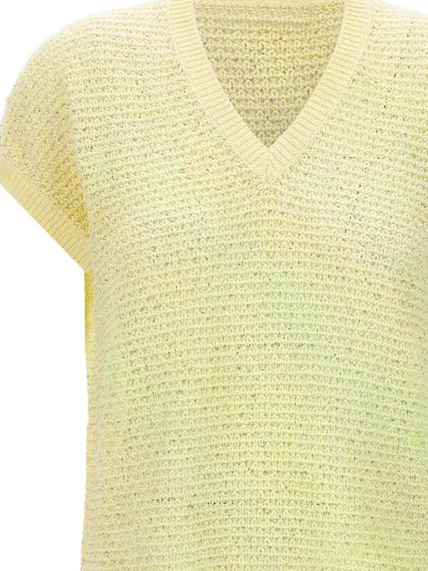 Fabiana Filippi Micro Sequins V-neck Sweater - Yellow
