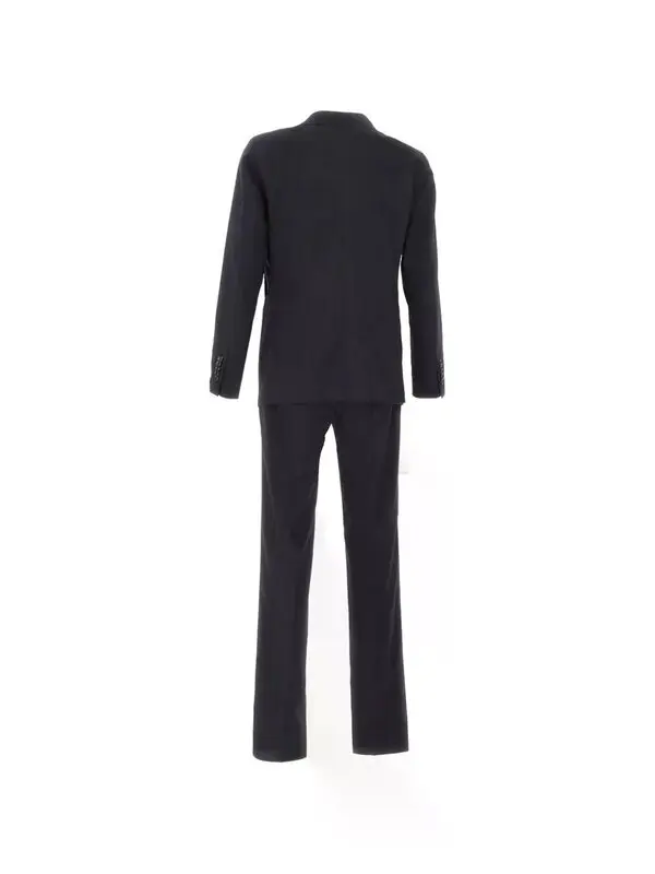 Tagliatore Logo-pin Pleated Virgin Wool Suit - Blue
