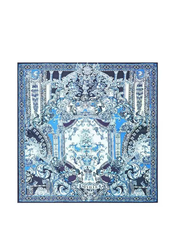 Camilla Printed Twill Square Scarf - Blue