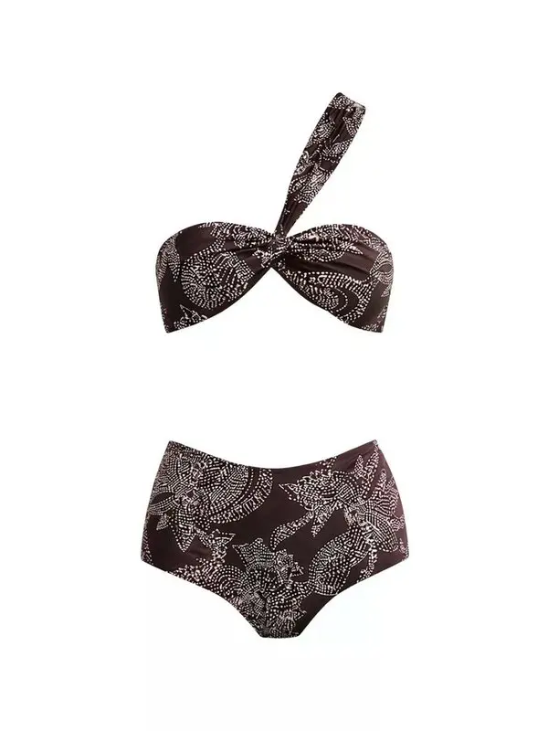 SESSUN One-shoulder Knotted Bikini - Brown
