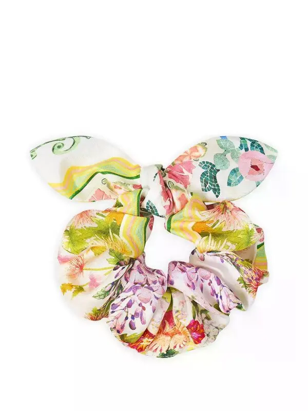 Camilla Floral Print Scrunchie - White