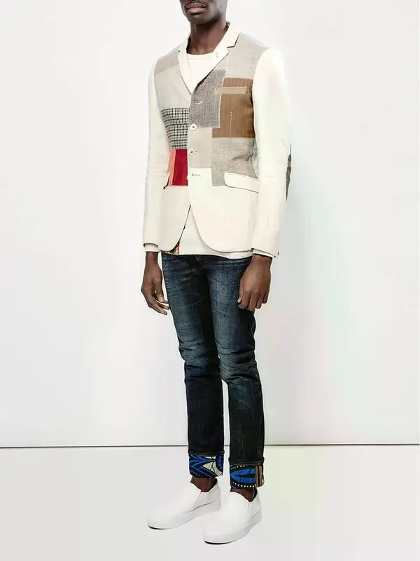 Junya Watanabe Patchwork Linen Blend Blazer - Neutrals