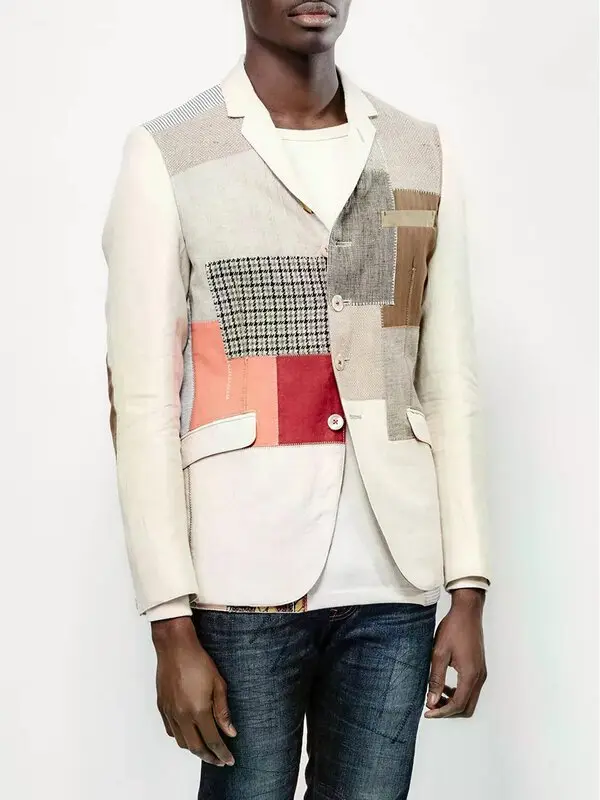 Junya Watanabe Patchwork Linen Blend Blazer - Neutrals