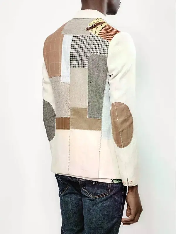 Junya Watanabe Patchwork Linen Blend Blazer - Neutrals