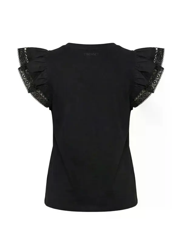 TWINSET Regular Fit Cotton T-shirt With Lace Trim