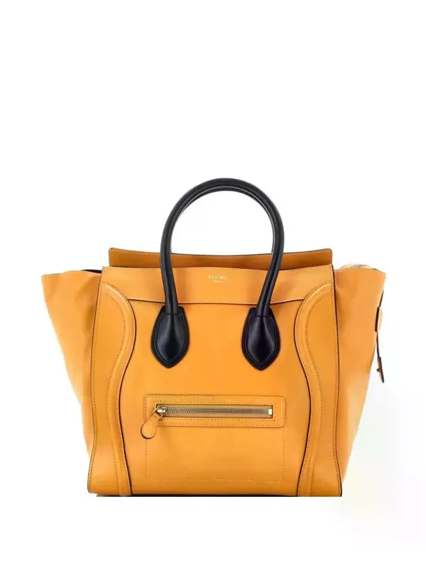 Celine Bicolor Leather Mini Satchel - Orange
