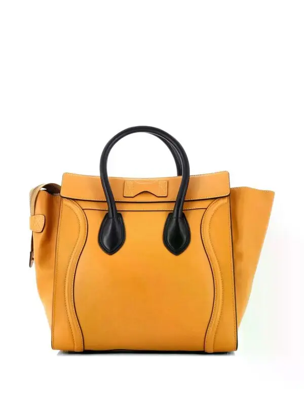 Celine Bicolor Leather Mini Satchel - Orange