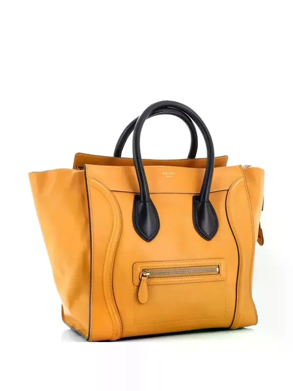 Celine Bicolor Leather Mini Satchel - Orange