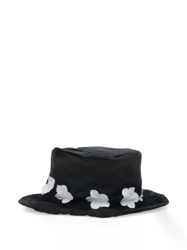 SCHA Floral Appliqué Hat - Black