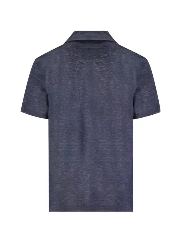 Zegna Notched Linen T-shirt - Blue