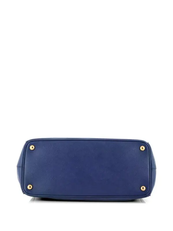 Prada Double Zip Lux Saffiano Leather Medium Tote Bag - Blue