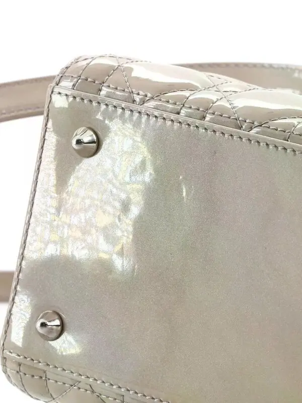 Dior Lady Cannage Quilt Patent Small Satchel - Neutrals