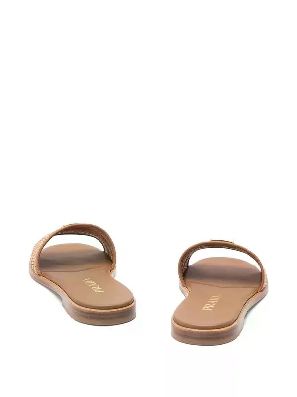 Prada Crochet-detail Leather Slides