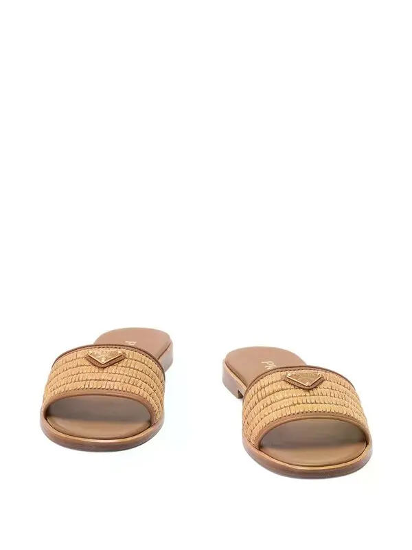 Prada Crochet-detail Leather Slides
