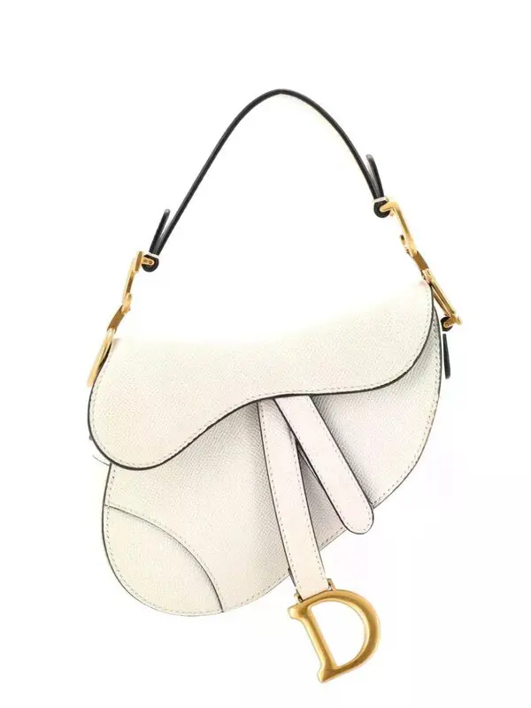 Dior Saddle Handbag Leather Mini Shoulder Bag - White