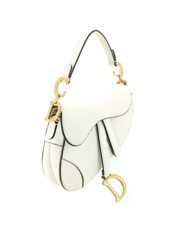 Dior Saddle Handbag Leather Mini Shoulder Bag - White
