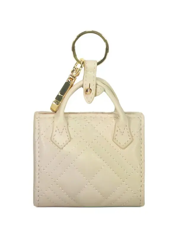 Moschino Quilted Bag Keyring - Neutrals