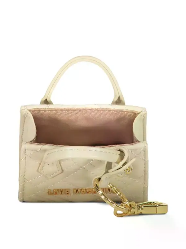 Moschino Quilted Bag Keyring - Neutrals