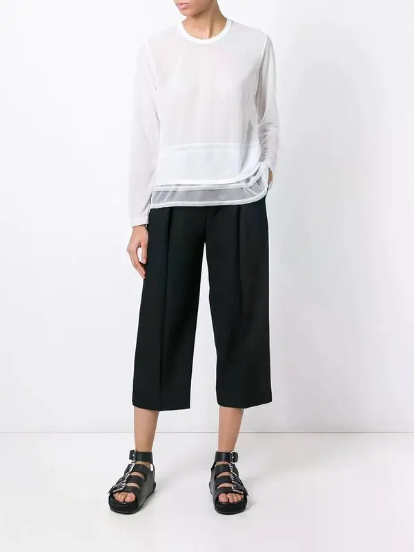 Comme Des Garçons Semi Sheer Long Sleeve T-shirt With Trim