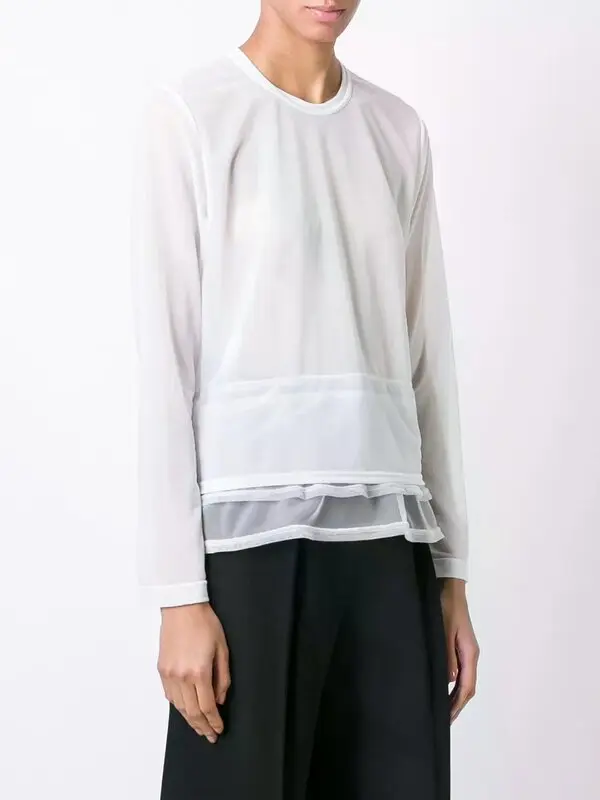 Comme Des Garçons Semi Sheer Long Sleeve T-shirt With Trim