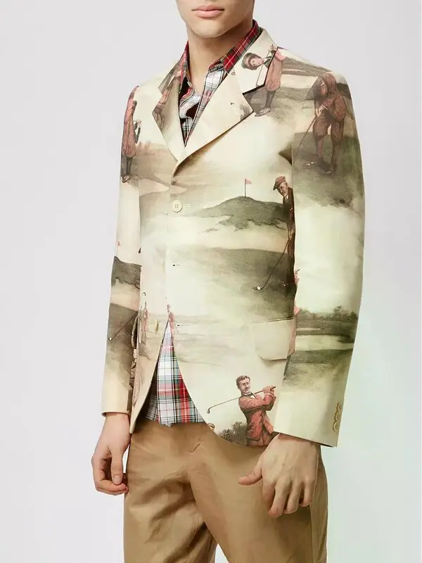 Comme Des Garçons Golf Course Print Blazer