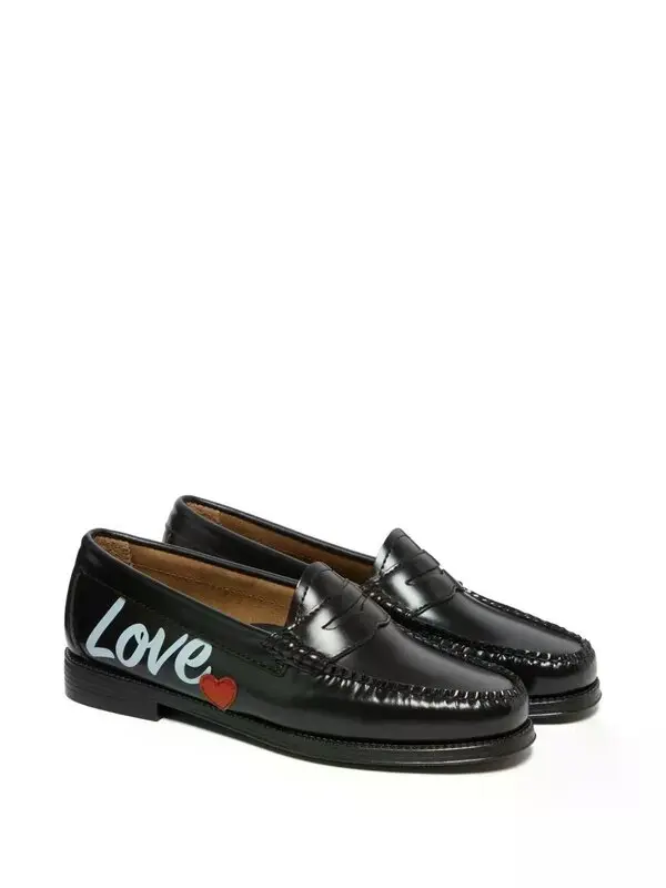 G.H.BASS Penny Loafers With Heart Detail - Black