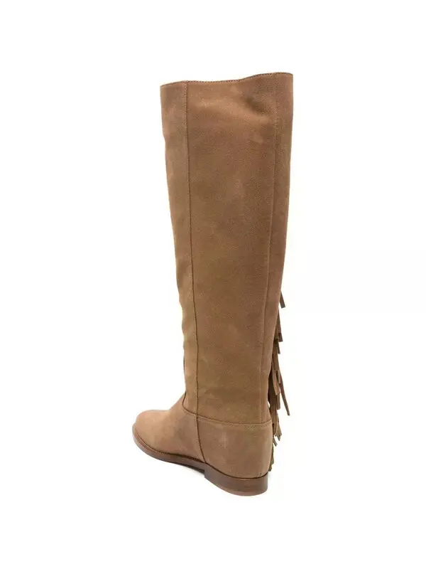 VIA ROMA 15 Fringe Studded Boots - Neutrals