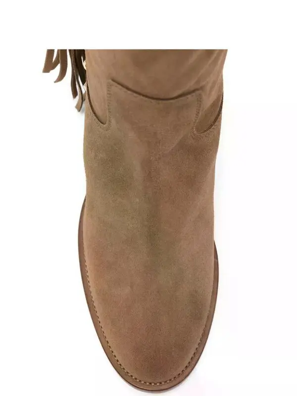 VIA ROMA 15 Fringe Studded Boots - Neutrals