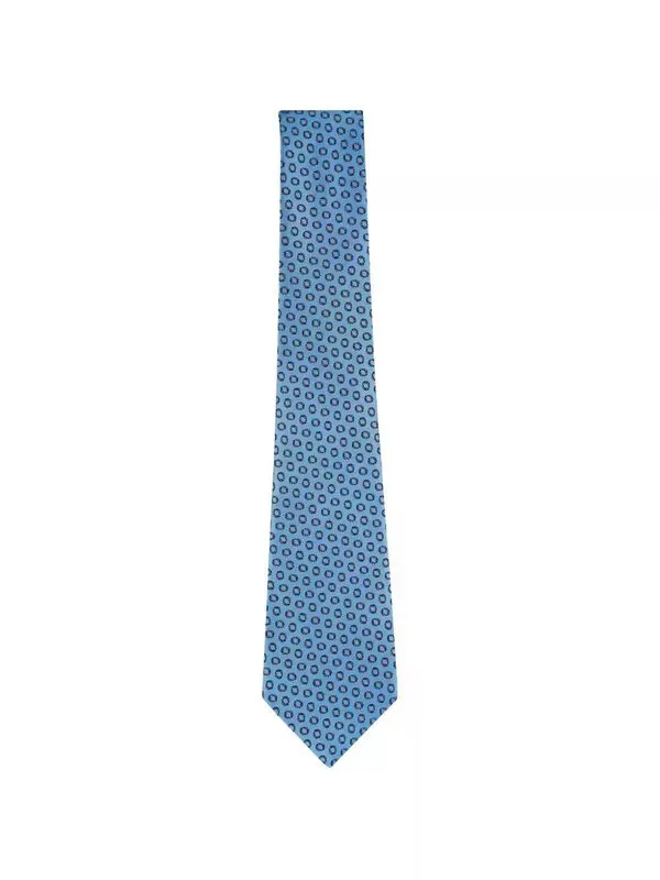 Zegna Medallion-pattern Neck Tie - Blue
