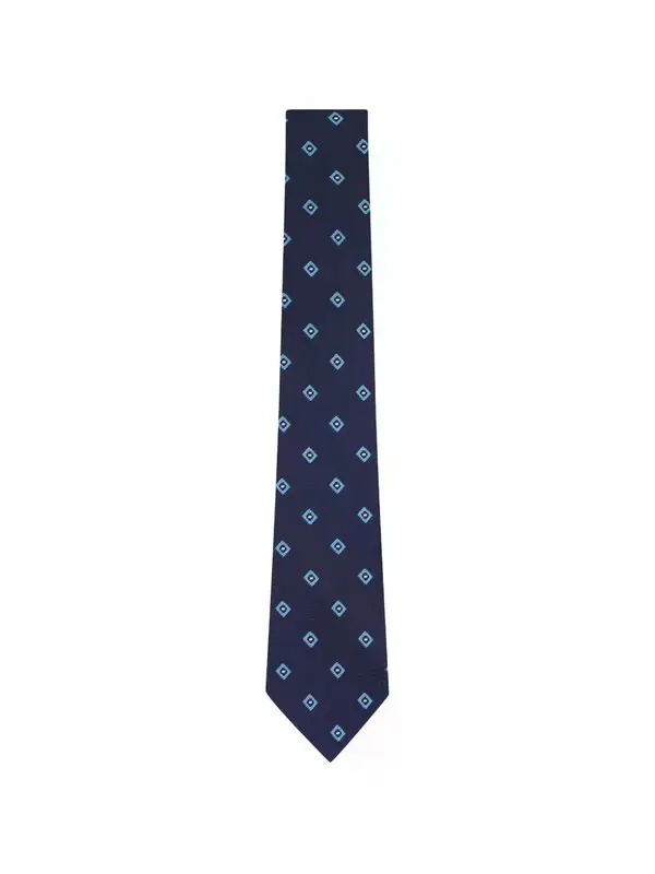 Zegna Diamond Pattern Neck Tie - Blue