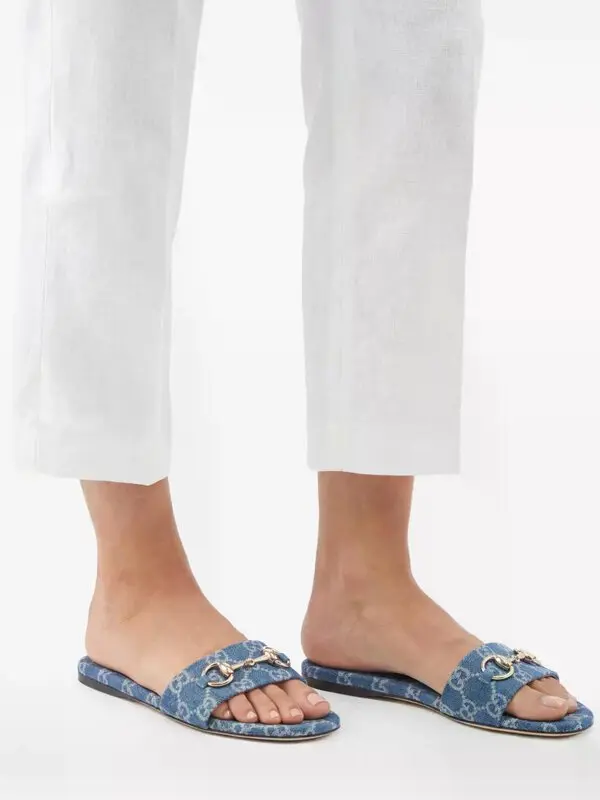 Gucci Gg Flat Sandals - Blue