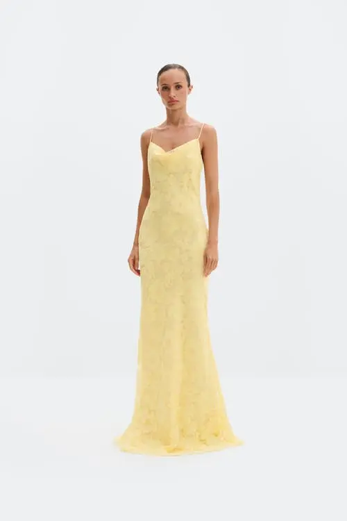 MALINA Sorelle Lace Slip Maxi Dress