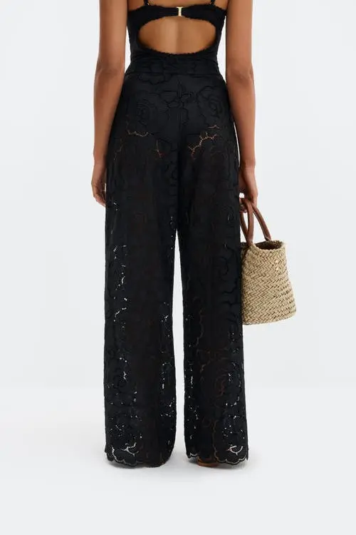 MALINA Stacey Wide-leg Lace Trousers