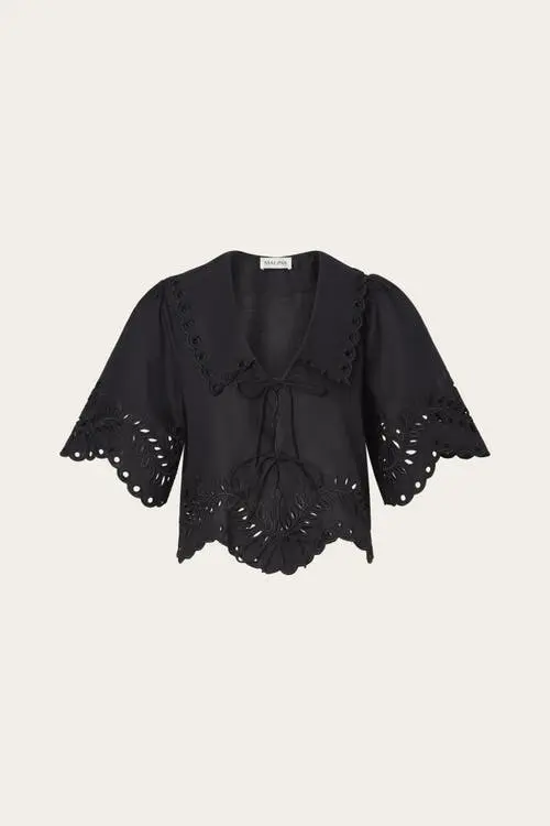 MALINA Estela Broderie Anglais Blouse - Black
