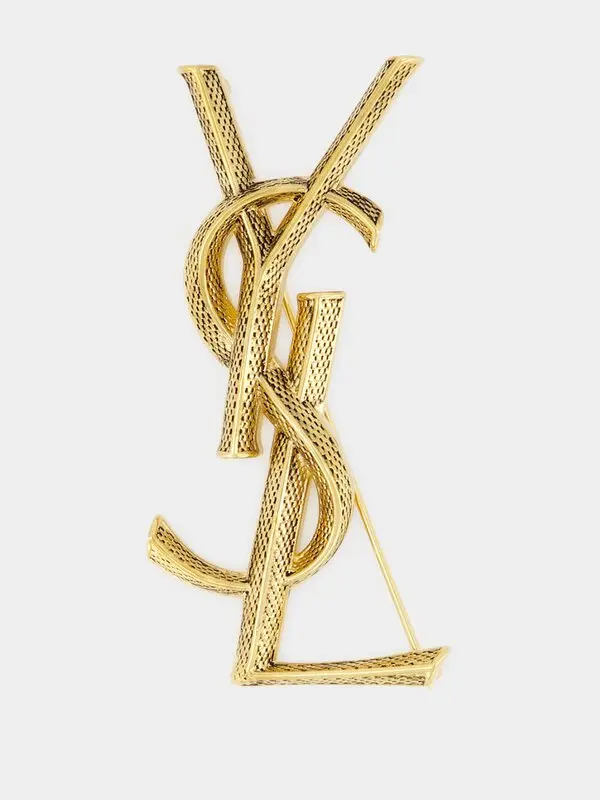 Saint Laurent Cassandre Snake Brooch - Gold