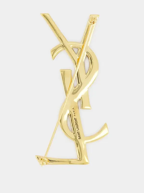 Saint Laurent Cassandre Snake Brooch - Gold