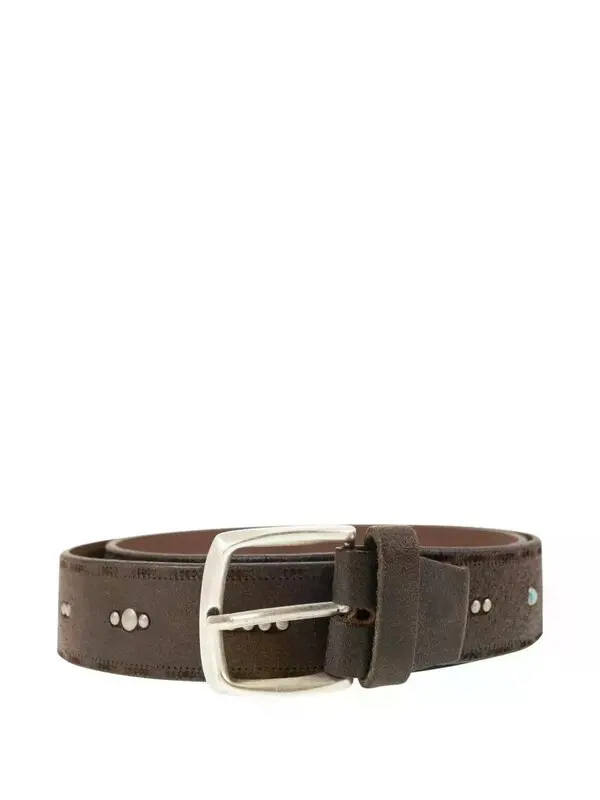 ALBERTO LUTI Studded Leather Belt - Brown