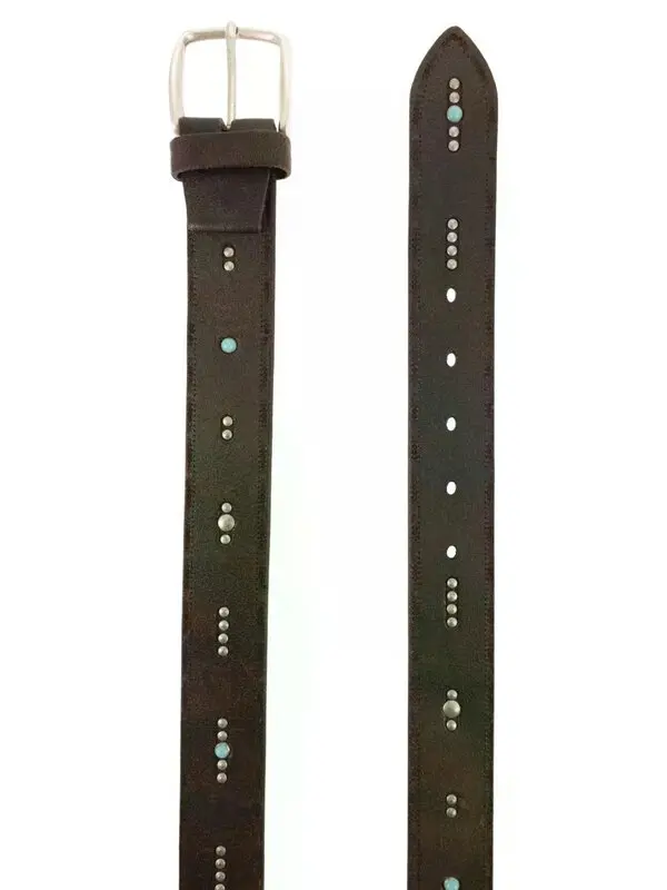 ALBERTO LUTI Studded Leather Belt