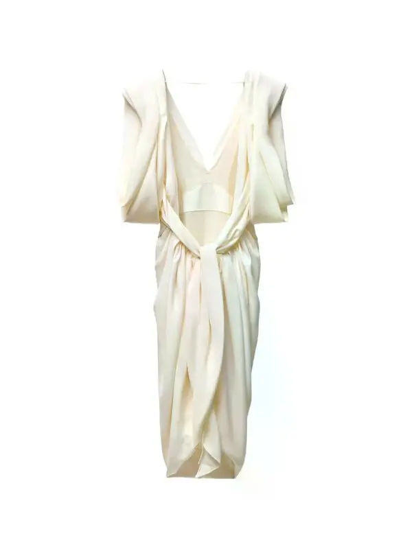 Versace Crêpe Marocaine Midi Dress With Bow Detail - White