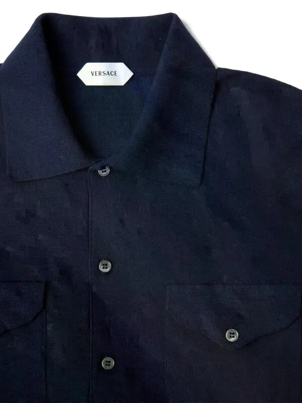 Versace Embroidered Wool Knit Shirt