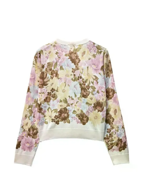 Versace Printed Silk Knit Cardigan - Neutrals