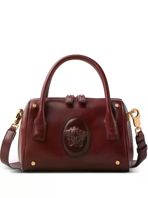 Versace Small Leather Boston Bag - Brown
