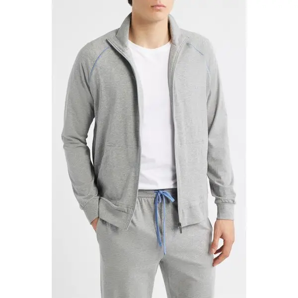 BOSS Mix Match Stretch Cotton Zip Jacket - Medium Grey