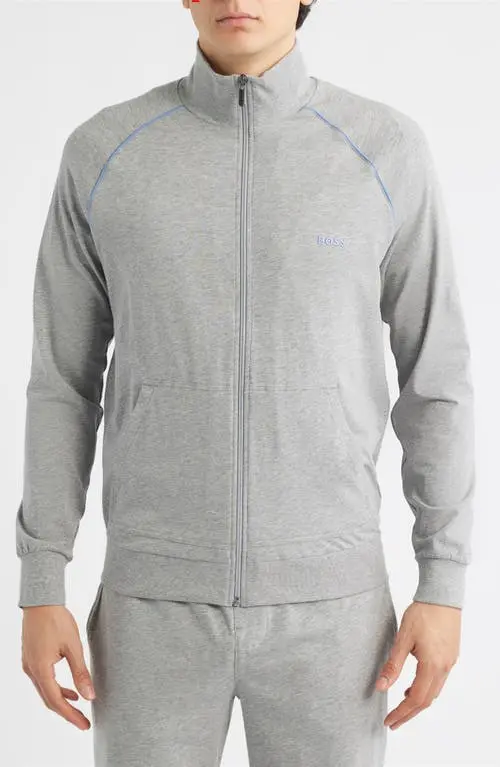 BOSS Mix Match Stretch Cotton Zip Jacket - Medium Grey