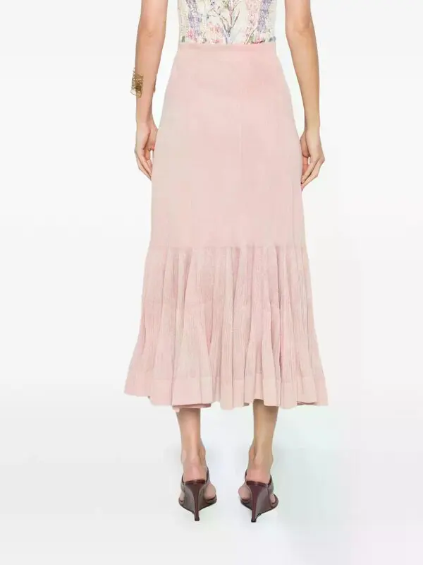 Zimmermann Luna Pleated Frill Midi Skirt - Pink