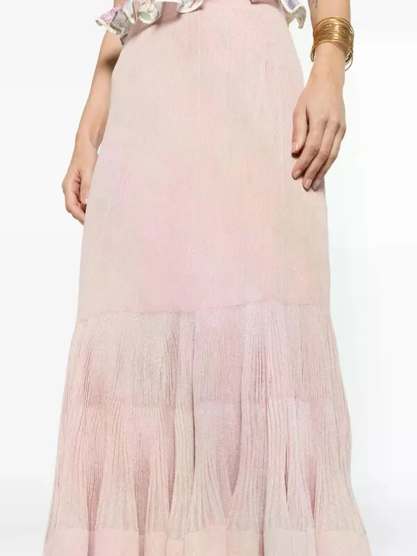 Zimmermann Luna Pleated Frill Midi Skirt - Pink