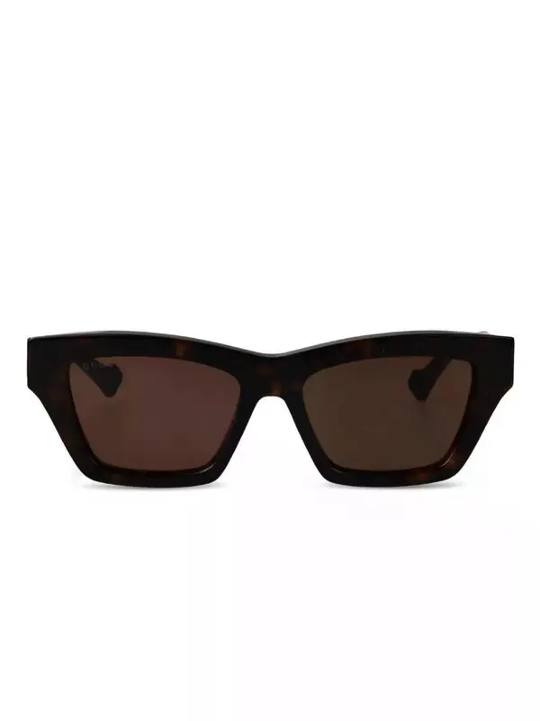 Gucci Tortoiseshell-pattern Rectangular Sunglasses - Brown