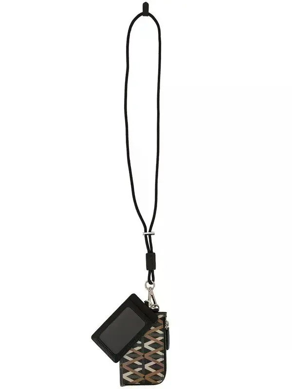 PORTS V Geometric-print Leather Cardholder - Black