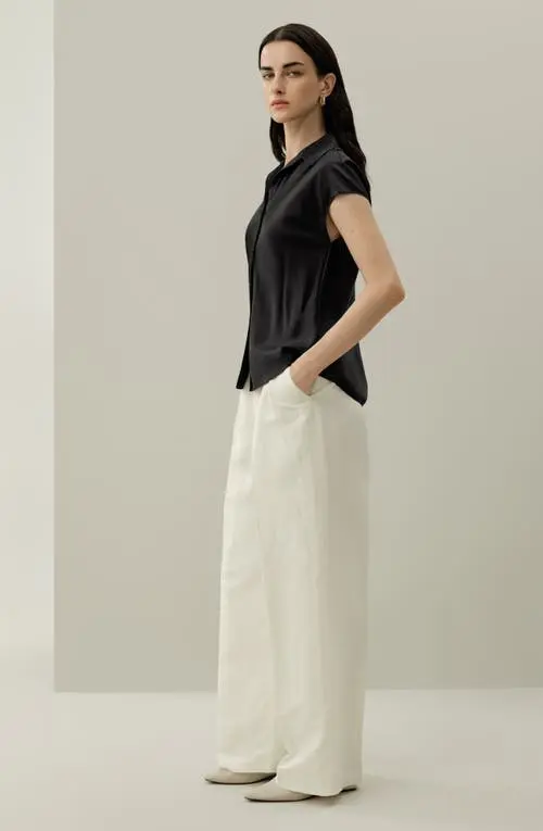 Lilysilk Bias Cut Cap-sleeve Silk Shirt